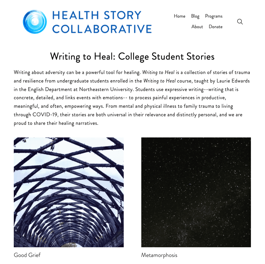 "Writing to Heal" Student Writing Featured on Health Story ...
